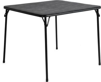 Furniture R Quadratischer Klapptisch, 86 cm, tragbarer, faltbarer Camping- und Gartentisch für Essen im Freien, Grillparty, Balkon, leichte schwarze PVC-Abdeckung
