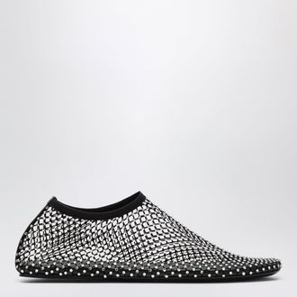 CHRISTOPHER ESBER Schwarze Minette Slip-on-Ballerinas aus Mesh mit Kristallen