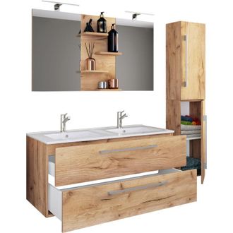 ebuy24 BudasiS Badm&ouml;belset Doppelwaschbecken Eiche dekor