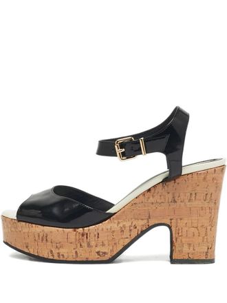 Fendi sandales en cuir &agrave; plateforme - Noir