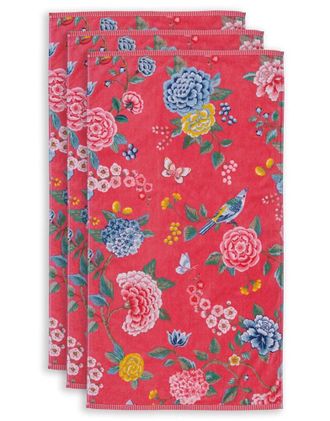 Pip Studio Handtuch-Set Good Evening 3X Farbe Korallenrot, Größe 55x100 x 3