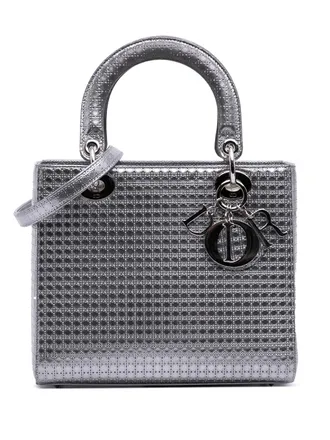 Dior 2015 mittelgro&szlig;e Microcannage Lady Dior Satchel-Tasche - Silber