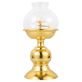 DOITOOL Öllampe mit Glas Legierungsgehäuse Windgeschützte Petroleumlampe für Innenräume Einstellbare Flamme Dekorative Lichtquelle für Wohnzimmer Küche Tempel