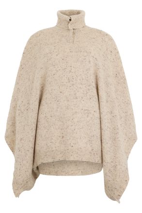 Fabiana Filippi Wool-Blend High Collar Cape - Beige