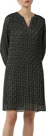 Comma Plissiertes Chiffon-Kleid mit V-Ausschnitt