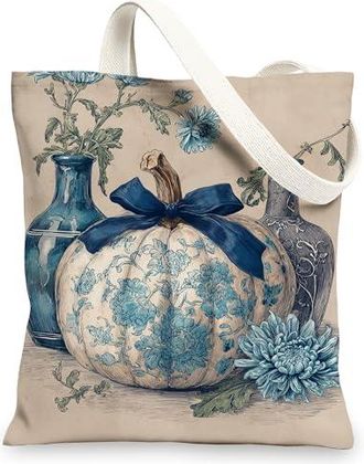 Generic Sacs fourre-tout en toile à motif floral vintage, sacs dépicerie réutilisables, chics, légers et lavables, sacs en toile pour voyage, plage, pique-niq