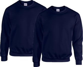 Gildan 2er Herren Sweatshirt Heavy Blend Sweat M L XL 2XL 3XL 4XL 5XL in verschiedenen Farbsets & HLKauf-Block (2X Navy & 1x HLKauf-Block, 4XL)