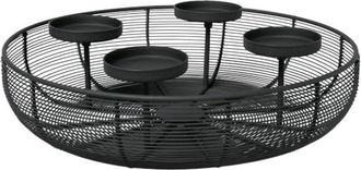 Villeroy & Boch Black Xmas Adventskranz, 37x10cm, Weihnachtsdekoration aus Metall, Schwarz