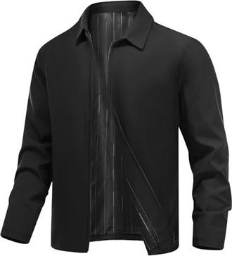 AlltheMen Blouson Homme mi Saison Casual Bomber Jacket Léger Zip Veste Manches Longues Business Printemps Eté Noir 4XL