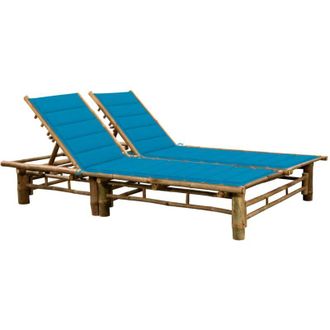 vidaXL 2-Personen-Sonnenliege mit Auflagen Bambus vidaXL427993