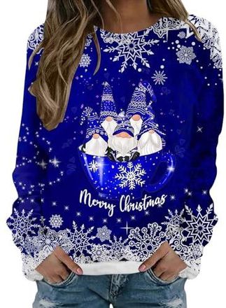 Generic HUIFUAO Sweat de No&euml;l pour femme, gnomes du P&egrave;re No&euml;l &agrave; manches longues, tailles fortes, hauts de No&euml;l pour femme, 6XL