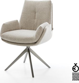 DELIFE Drehstuhl Clea-Flex Webstoff Soft Beige Kreuzgestell breit Graphit 360&deg; drehbar Wippfunktion, Esszimmerst&uuml;hle