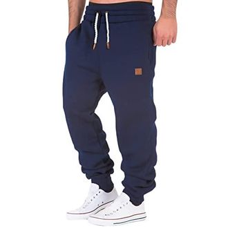 Generic Pantalon d&eacute;contract&eacute; ample &agrave; jambe droite pour homme avec une coupe athl&eacute;tique d&eacute;contract&eacute;e, style streetwear pour jeunes, bleu marine, 3XL