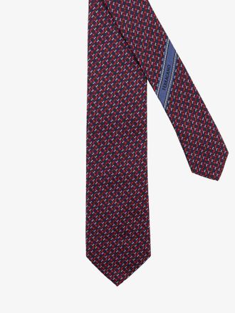 Ferragamo Mens Silk Tie Intreccio Red Ties & Bow