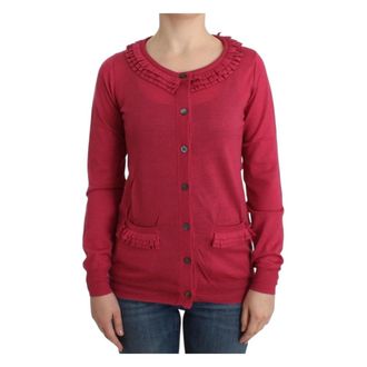 John Galliano Ger&uuml;schte Wollstrickjacke in Rosa - - Knitwear - Damen - Rosa - M