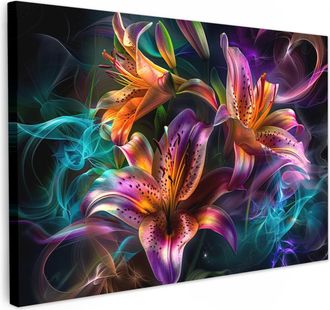 MuchoWow © Bilder Groß 120x80 cm XXL Wohnzimmer Deko Modern Wandbild Kunstdruck auf Leinwand Bild Schlafzimmer über Bett Room Decor Geschenke Bunt - Blumen - F