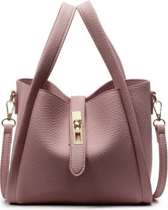 Generic Sacs seau pour femme, sac à main fourre-tout en cuir, sacs à bandoulière vintage, sac à bandoulière en cuir, rose, 21.65x13.78x4.72inch