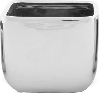 Matches 21 matches21 Topf Übertopf Blumentopf Pflanztopf Pflanzgefäß eckig abgerundet glänzend Keramik Silber 10x10x8 cm