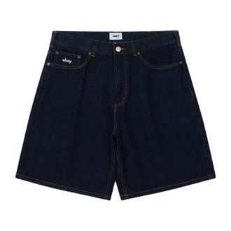 Obey Weite Bein Denim Shorts - Sp&uuml;len Indigo - - Shorts - Herren - Blau - W30