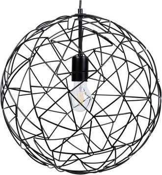 Beliani Beliani - Hängeleuchte Schwarz Metall Glühbirnen-Optik mit Schirm in Kugelform mit Netz-Optik für Wohnzimmer Esszimmer Minimalistischer Stil