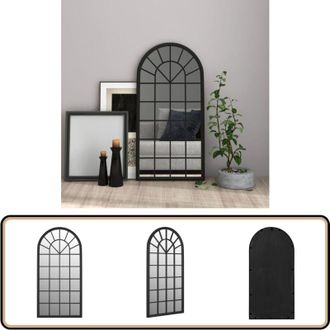 vidaXL Spiegel Schwarz 90x45 cm Eisen f&uuml;r den Innenbereich - Wandspiegel - Dekorative Spiegel - Antiklook - Eisenspiegel - Wohnzimmerdeko