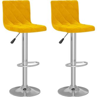 Les Tendances Tabourets de bar 2 pcs Jaune moutarde Velours 8