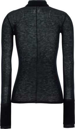 Elisabetta Franchi High-Neck Lightweight Tech Fabric Sweater - Black