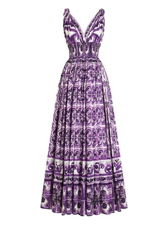 Dolce & Gabbana robe mi-longue à imprimé Maiolica - Violet