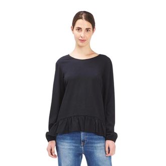 Gas Gas, Femme, Blouses et Chemises, Noir, Taille: 38 FR T-shirt &agrave; Manches Longues &Eacute;l&eacute;gant et Tendance