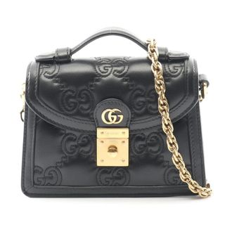 Gucci Sac &agrave; main vintage pr&eacute;-poss&eacute;d&eacute; en cuir emboss&eacute; GG avec cha&icirc;ne - Femme - Pre-owned - Noir - Taille: ONE Size