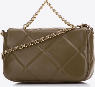 Wittchen Damenhandtasche, gesteppt mit Quadraten an einer Kette, klein, gr&uuml;n