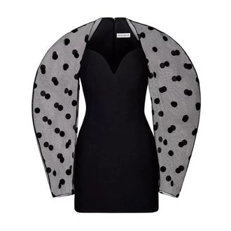 Nina Ricci Schwarzes Minikleid mit T&uuml;ll&auml;rmeln - - Dresses - Damen - Schwarzk - S
