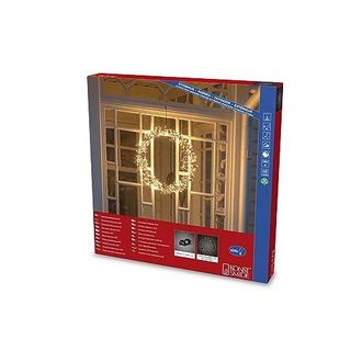 Konstsmide LED Metallkranz, gefrostet, inkl. Dimmer und 8h Timer, 600 bernsteinfarbene Dioden, 30V, Außen (IP44), 6W, schwarzes Kabel - 2757-830, Schwarz