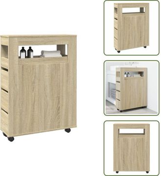 vidaXL Schrank Sonoma Eiche - vidaXL Schmaler Badschrank mit R&auml;dern Sonoma-Eiche Holzwerkstoff - Schrank f&uuml;r Bad