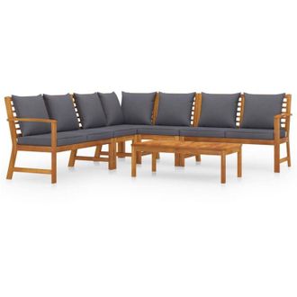 vidaXL 6-tlg. Garten-Lounge-Set mit Auflagen Massivholz Akazie vidaXL