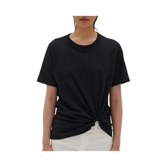 Barbara Bui Damen T-Shirt mit gerafftem Effekt aus Baumwolljersey - - Tops - Damen - Schwarzk - M