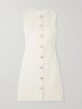 D'Estr&euml;e Paris Camille Minikleid Aus Biobaumwoll-twill Mit Fransen-finish - Ecru