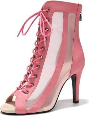 Generic Chaussures de danse latine pour femme - Rouge - Avec maille - Bout ouvert - Pour salle de bal - Salsa Tango Performence - Pointure 42 - Confortables -