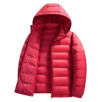 Generic Doudoune légère à capuche pour homme, manteau dhiver chaud et fin, Rouge, XXL