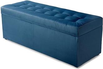 MG Design Pouf Coffre 45 × 120 cm Bleu - Rangement 140 L, Charge 300 kg, Surface Douce, Entretien Facile - pour Salon, Chambre, entrée