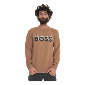 HUGO BOSS Logo Crewneck Sweatshirt Langarm - - Sweatshirts & Hoodies - Herren - Beige - M