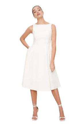 Trendyol Trendyol Damen Midi Shift Relaxed Dress Kleid, Black, 34