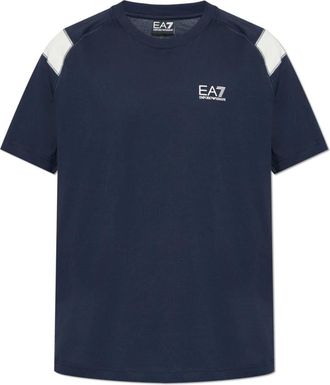 Emporio Armani Emporio Armani Ea7, Homme, Tops, Bleu, Taille: L T-shirt &agrave; col rond en coton Visibility