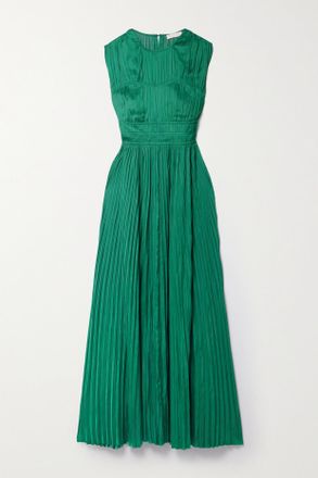 Ulla Johnson Delia Robe Aus Plissiertem Satin - Gr&uuml;n