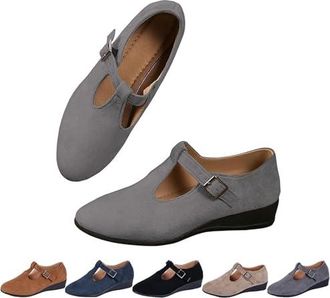 Generic Chaussures orthop&eacute;diques tendance pour femme avec semelle &eacute;paisse et bout pointu r&eacute;tro Mary Janes avec boucle de cheville, chaussures d&eacute;contract&eacute;es po