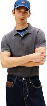 Tommy Jeans Polo TJM Slim Placket EXT DM0DM20676 S/S pour Homme, Gris (Noir d&eacute;lav&eacute;), XL, Gris (Noir d&eacute;lav&eacute;), XL