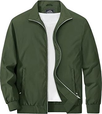 Magcomsen Veste de baseball légère et décontractée pour homme avec poches, vert militaire, L