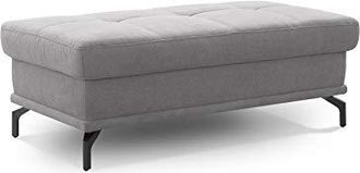 Cavadore Cavadore Sitzhocker Castiel / Moderner Polsterhocker mit Füßen in Satin-Optik / 138 x 48 x 71 / Webstoff, Hellgrau