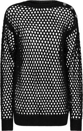 Philipp Plein Femme, Pulls, Noir, Taille: 40 FR Pull Pointelle Orn&eacute; de Cristaux