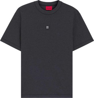 HUGO BOSS Hugo - T-Shirt f&uuml;r Herren, Rundhalsausschnitt, gerippt (Mittelgrau)